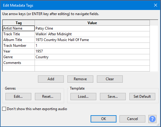 Metadata Tags Editor Auda Manual